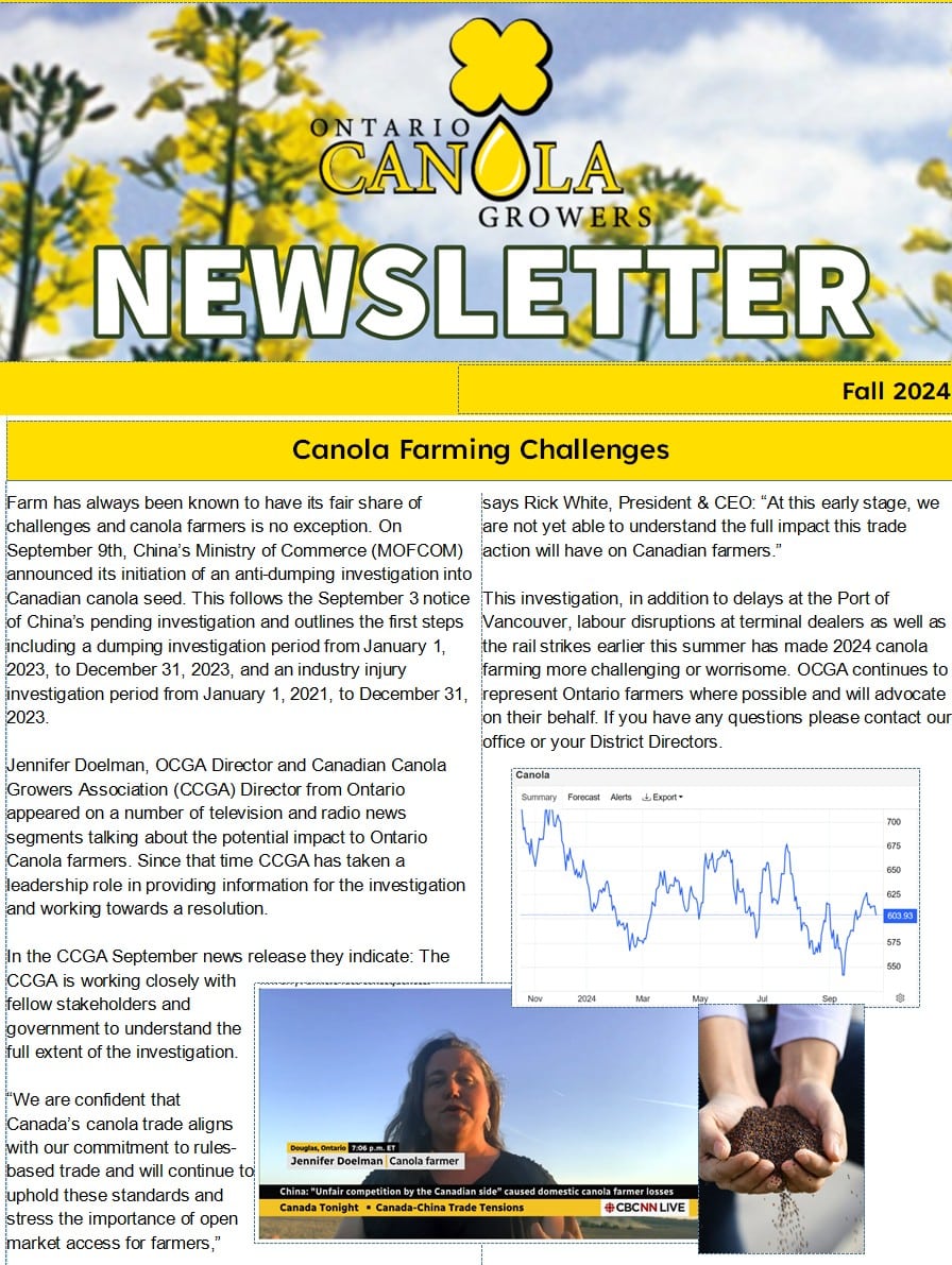 2024 Fall Newsletter - Ontario Canola Growers